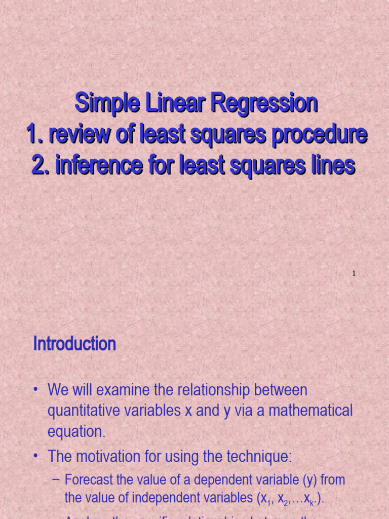 Simple Linear Regression | PDF | Errors And Residuals | Linear Regression