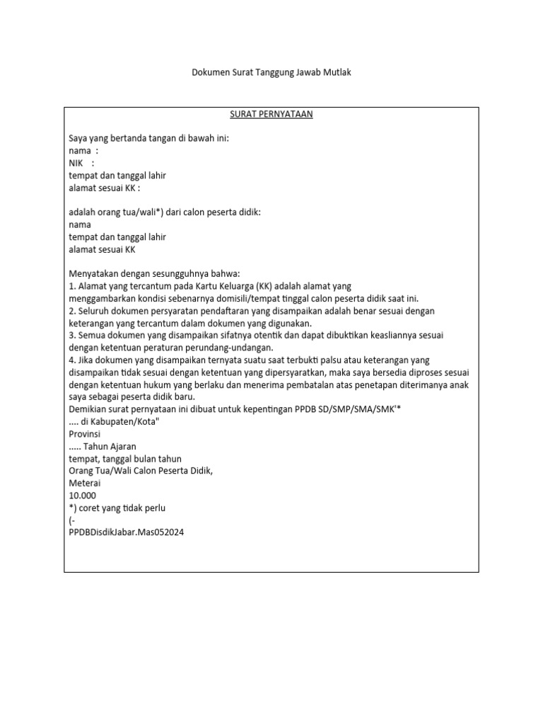 Dokumen Surat Tanggung Jawab Mutlak | PDF