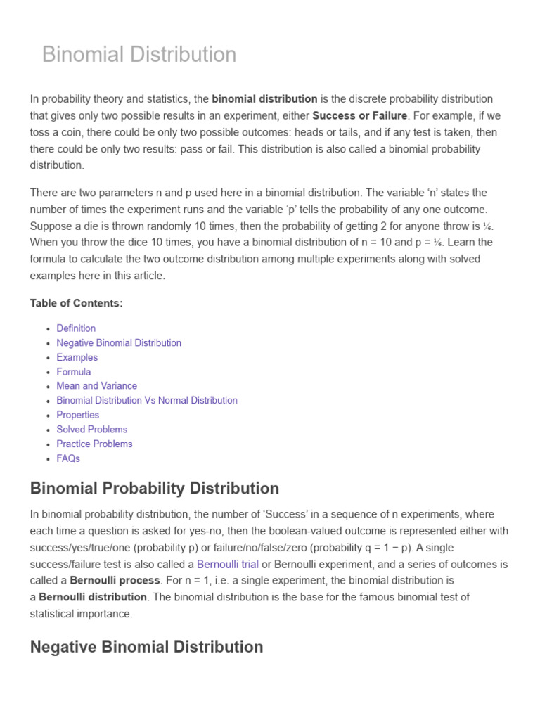 Binomial Distribution - Definition, Formula & Examples _ Probability ... Binomial Distribution - Definition, Formula & Examples _ Probability ...