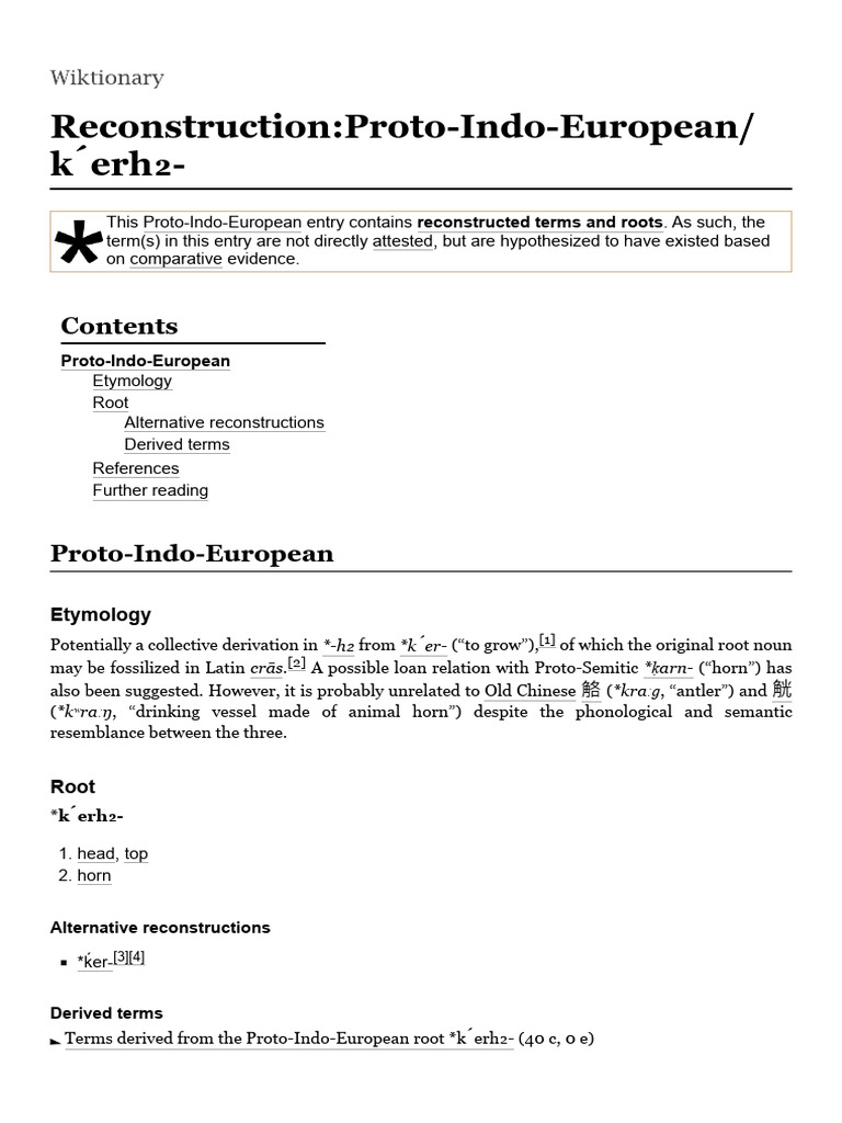 Proto-Indo-European Root *ḱerh₂- Etymology | PDF | Dictionary | Languages