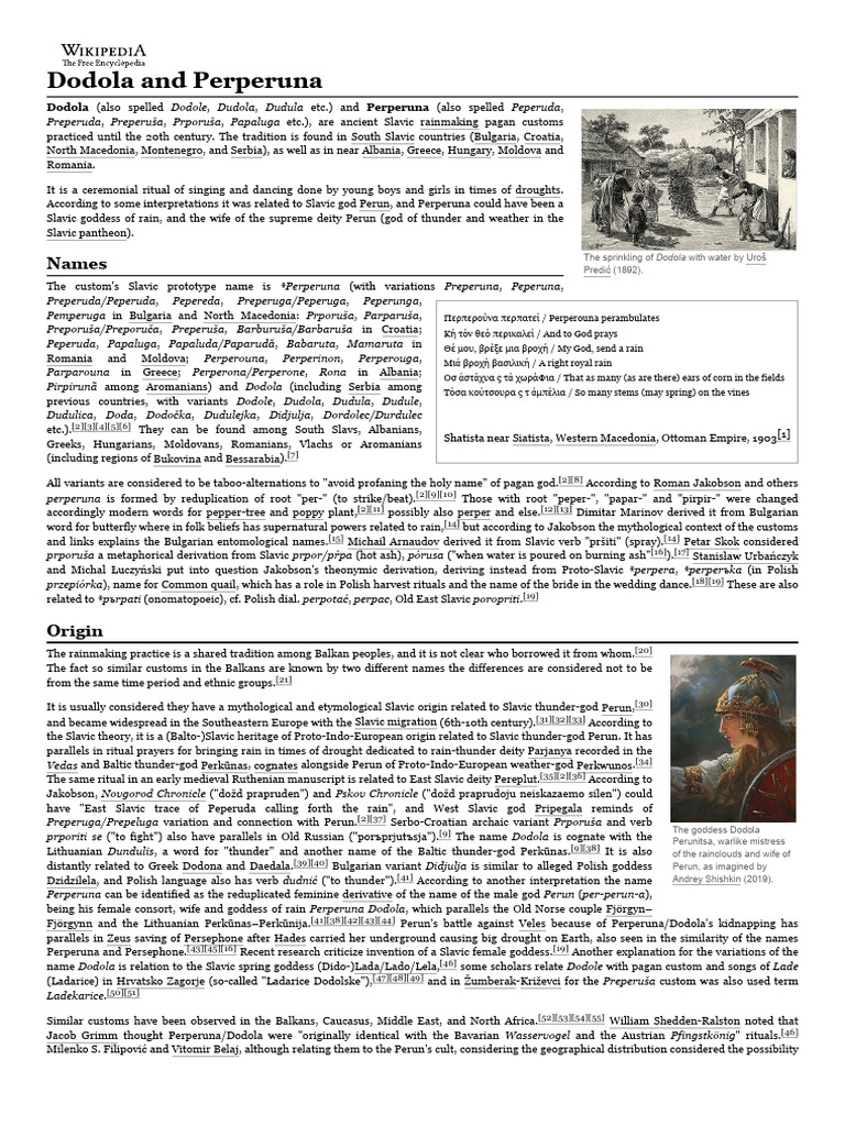 Dodola and Perperuna: Slavic Rain Rituals | PDF | Slavs