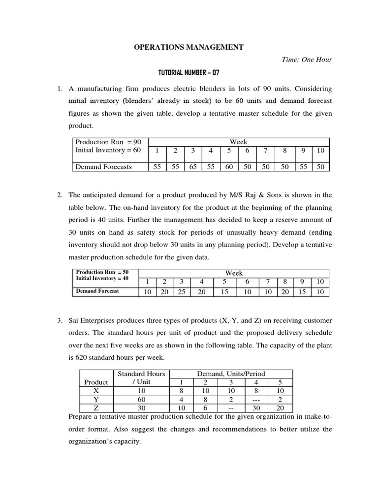 Tutorial Sheet 07 | PDF | Inventory | Operations Management
