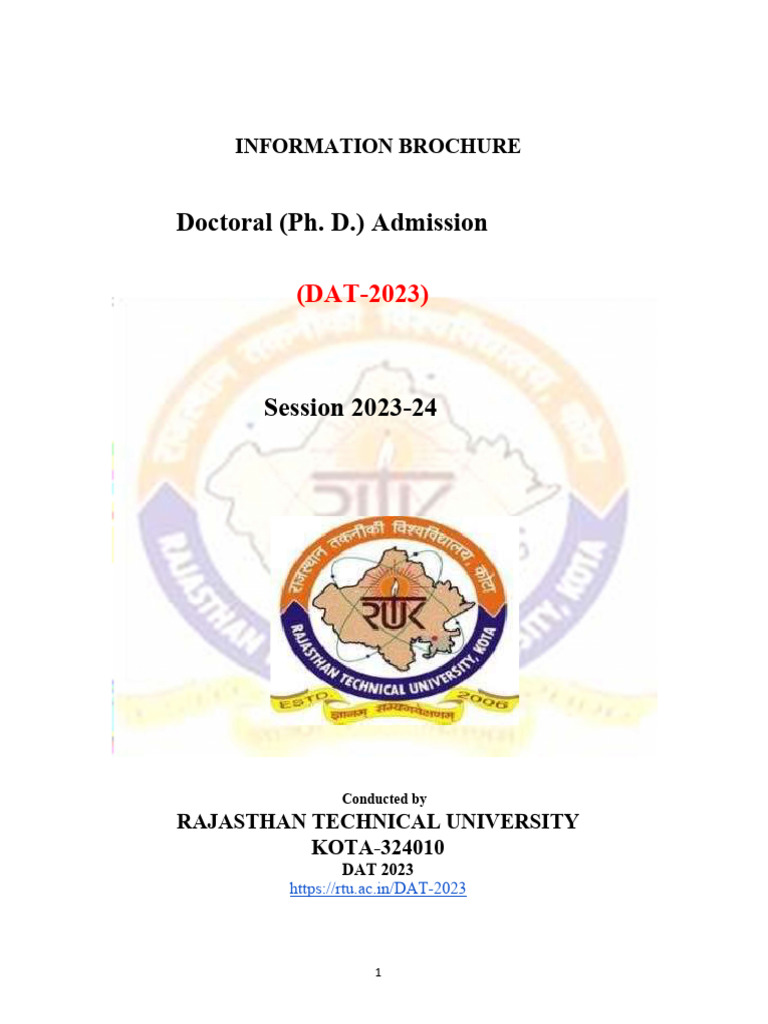 DAT booklet | PDF | Doctor Of Philosophy | Academic Degree