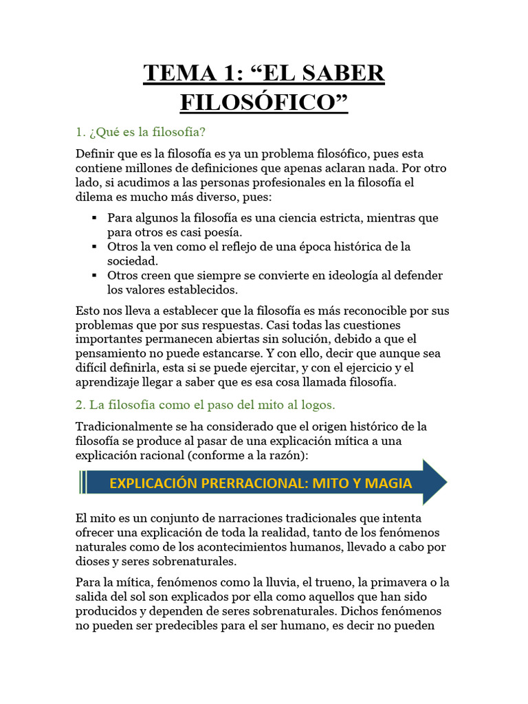 Resumen Filosfía Tema 1 - Tema 2 | PDF | Razón | Conocimiento