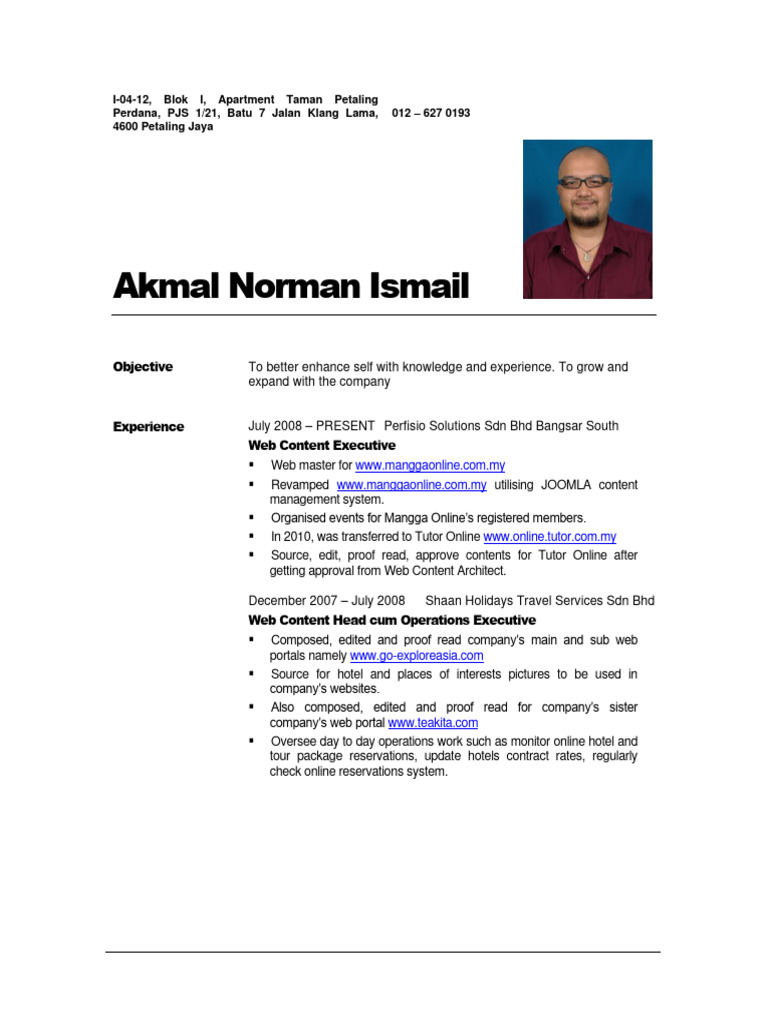 Akmal Norman Ismail Resume | PDF