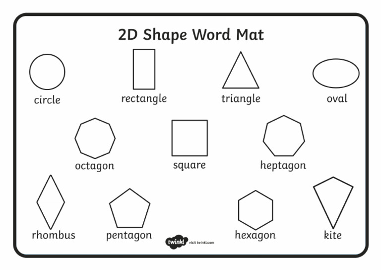 2D Shape Word Mat Black and White | PDF