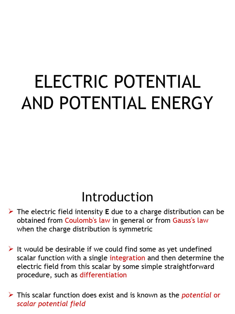 Lecture-13 Electric Potential | PDF | Electric Field | Potential Energy