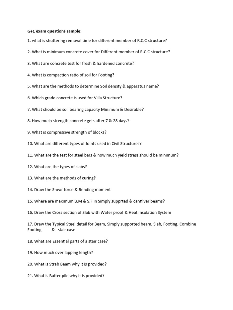 G+1 Exam Question Sample | PDF