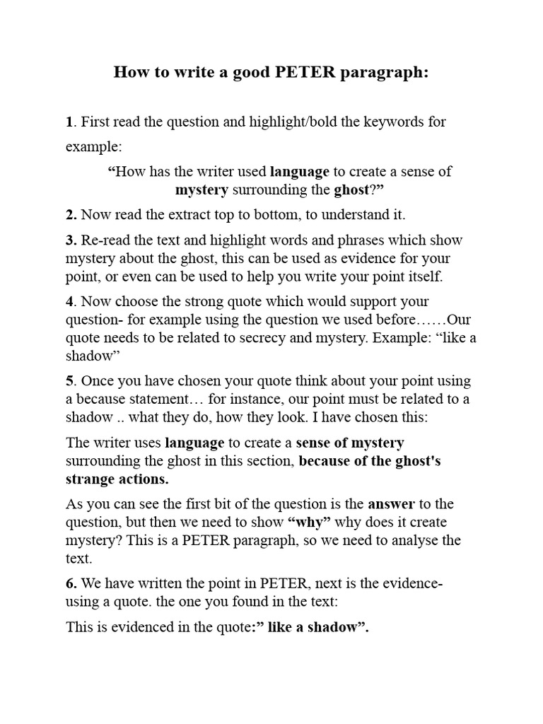 How To Write A Good PETER Paragraph | PDF