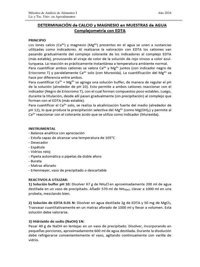 DETERMINACIÓN de Dureza Del Agua | PDF | Sustancias químicas | Química