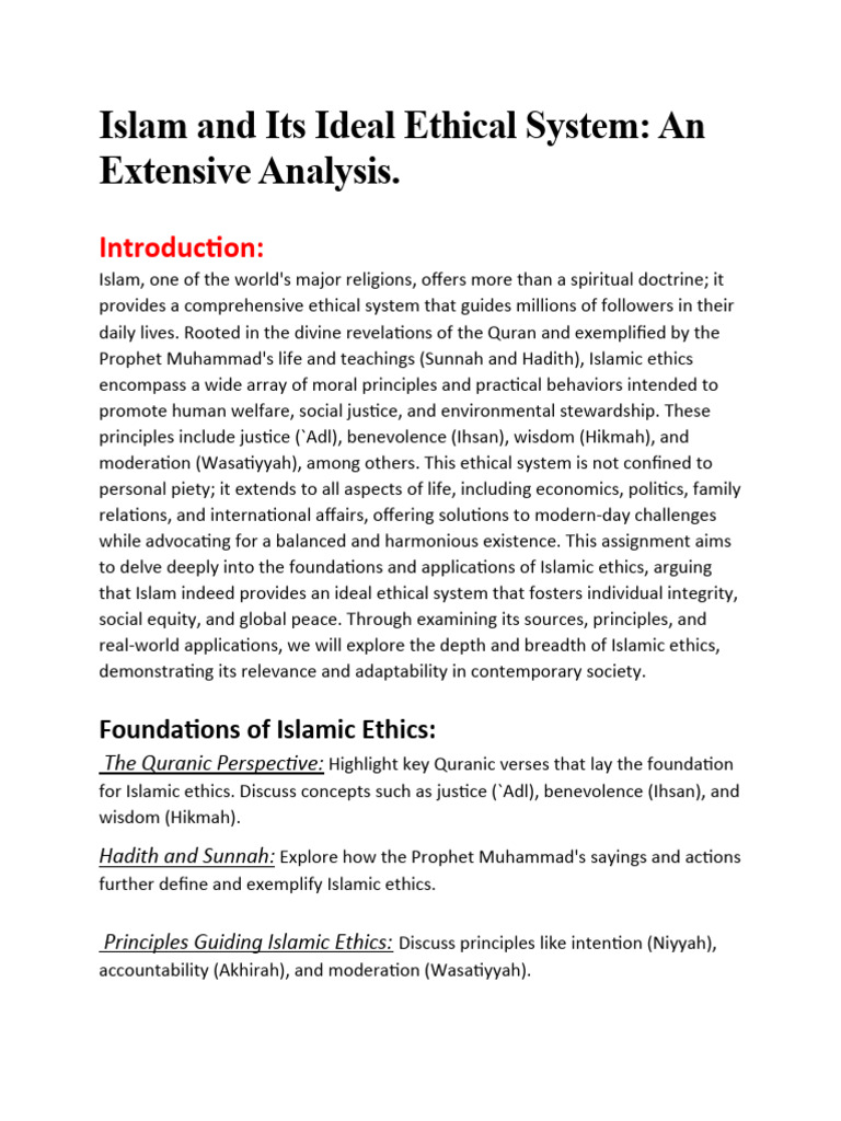 Islam and Its Ideal Ethical System | PDF | Islamic Ethics | Quran