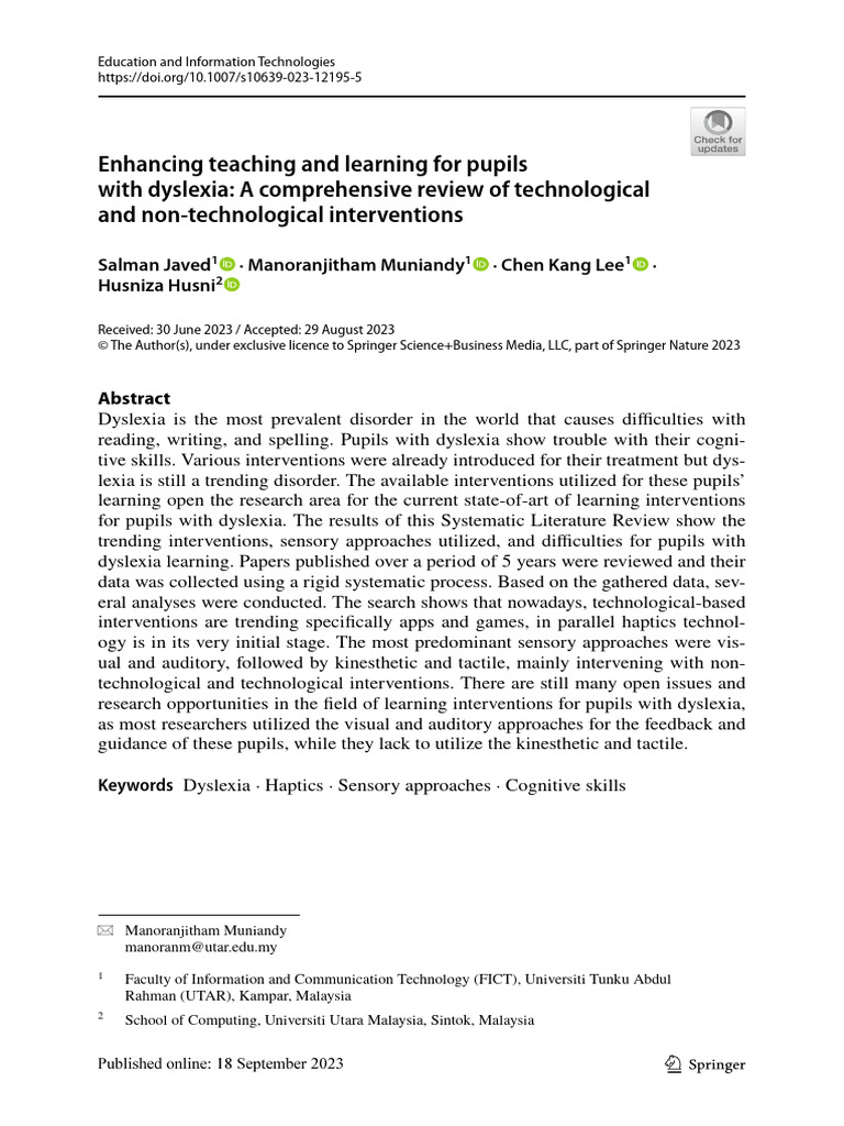 Enhancing Teaching and Learning For Pupils With Dyslexia | PDF ...