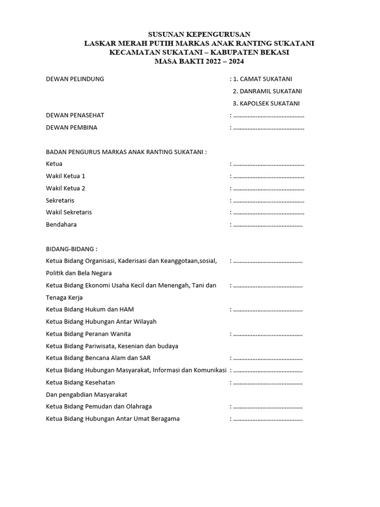 Susunan Kepengurusan Laskar Merah Putih | PDF