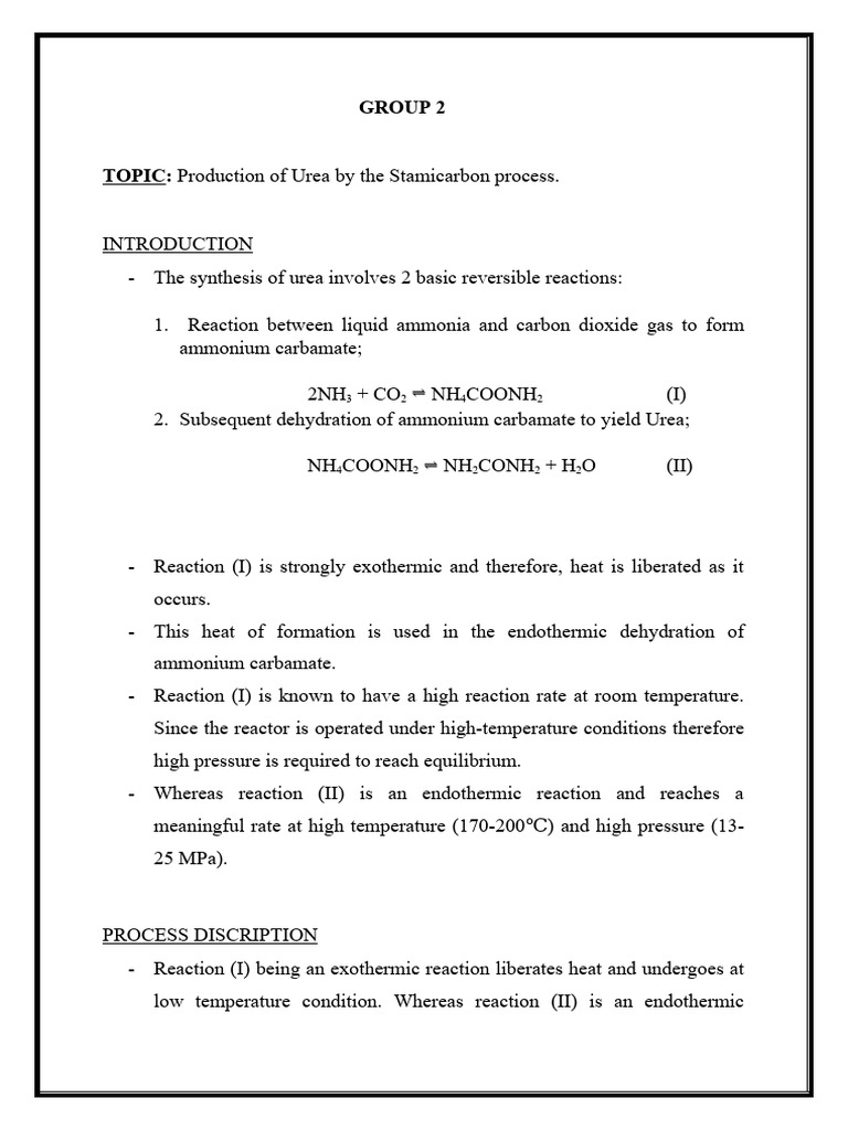 Production of Urea by Stamicarbon Process | PDF | Urea | Pump