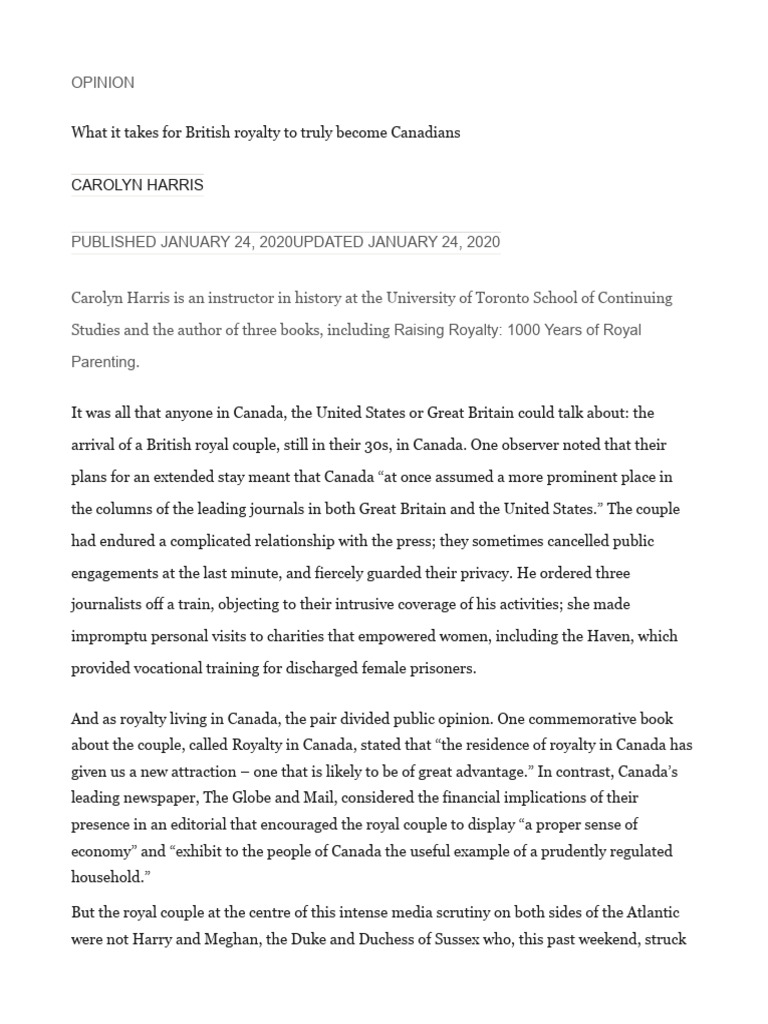 Article What It Takes For British Royalty To Become Truly Canadian 1 | PDF