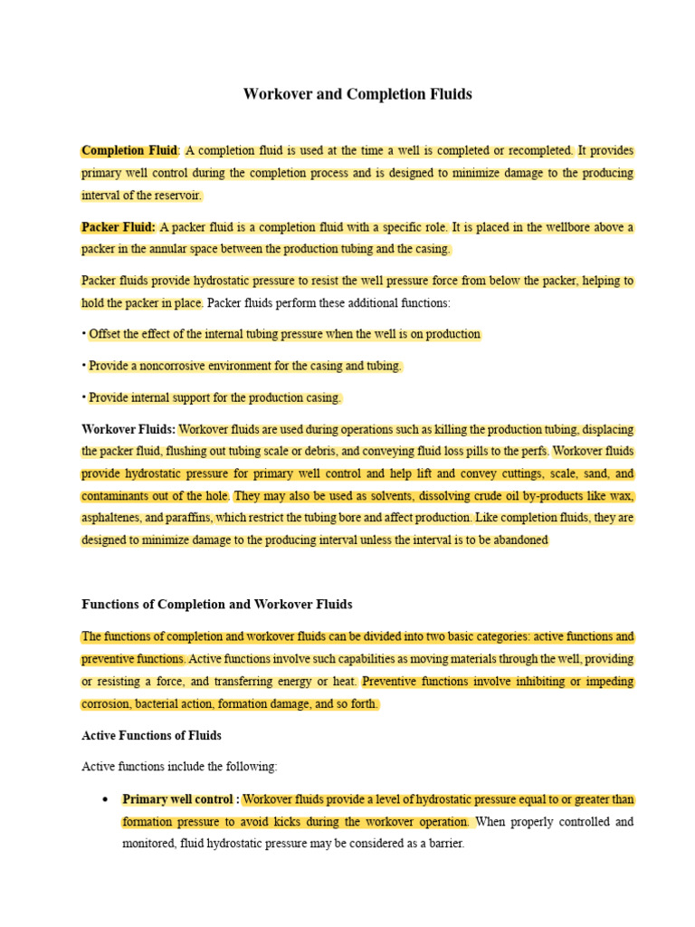 Workover and Completion Fluids Ppo | PDF | Viscosity | Crystallization