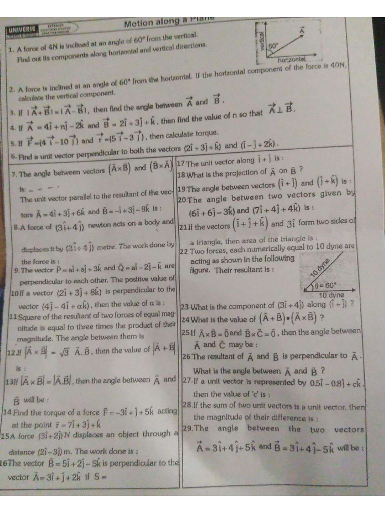 Phy Motion in A Plane Assignment | PDF