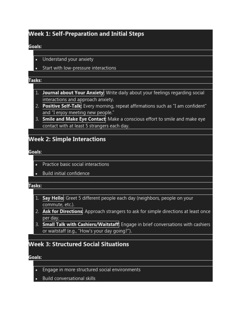 Week 1: Self-Preparation and Initial Steps: Goals | PDF | Conversation ...