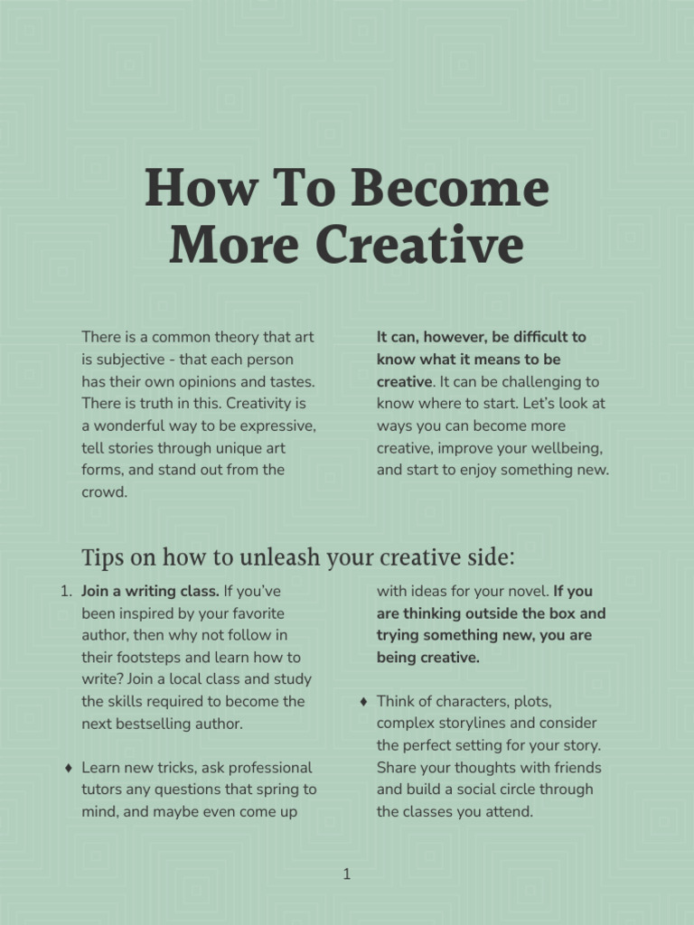 How To Become More Creative | PDF