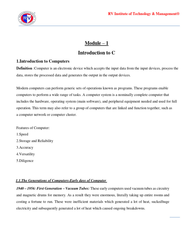 POP-module1 Notes | PDF | Random Access Memory | Read Only Memory