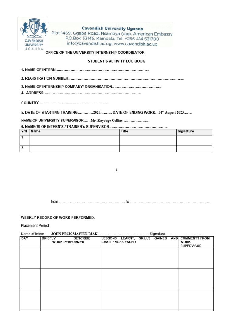My Logbook | PDF | Job Hunting | Internship