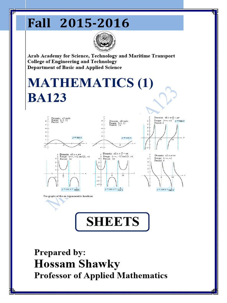Sheets-Fall 2015-2016 | PDF | Trigonometric Functions | Geometry