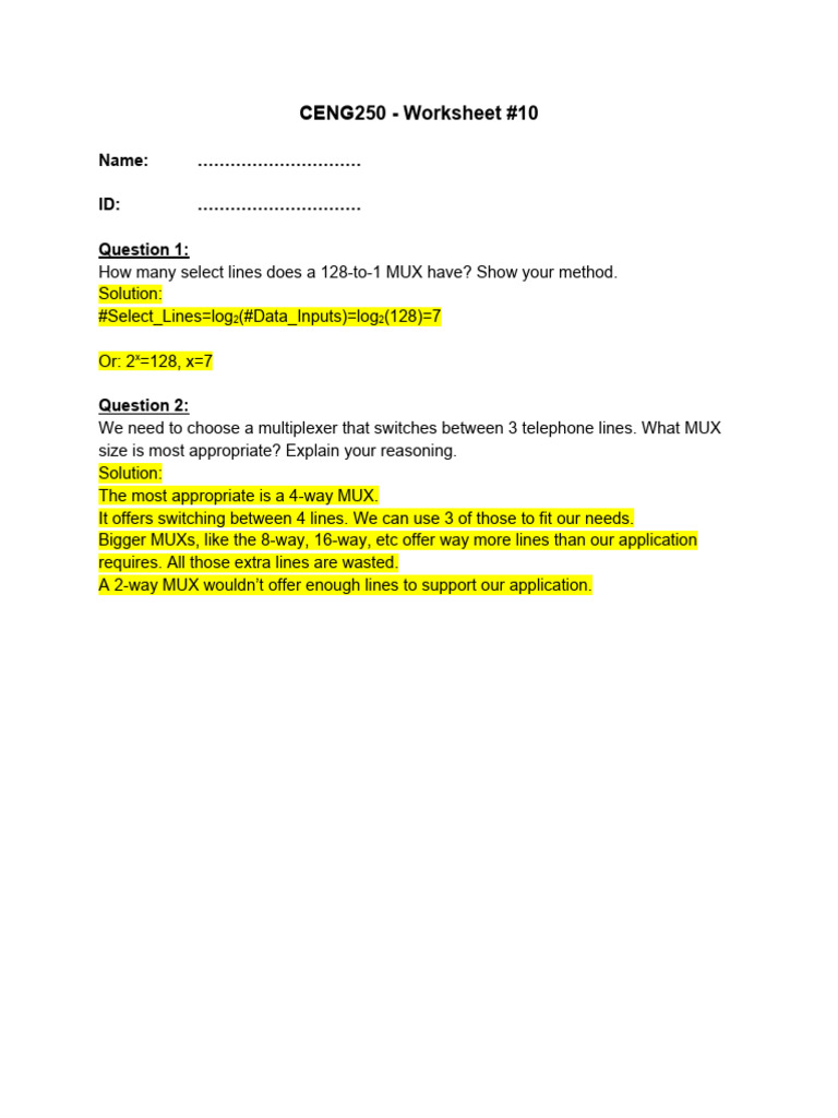 Worksheet 10 Solution Pdf Teaching Methods Materials Computers