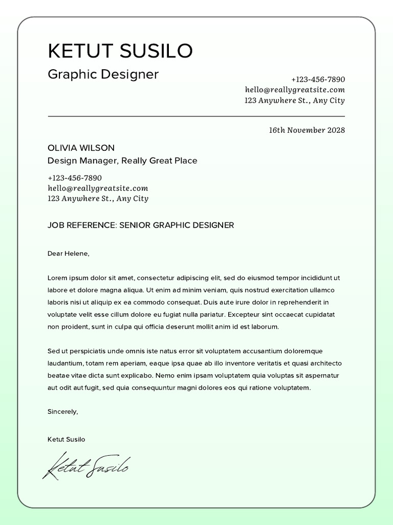 Neon Green Contemporary Modern Creative Job Cover Letter | PDF