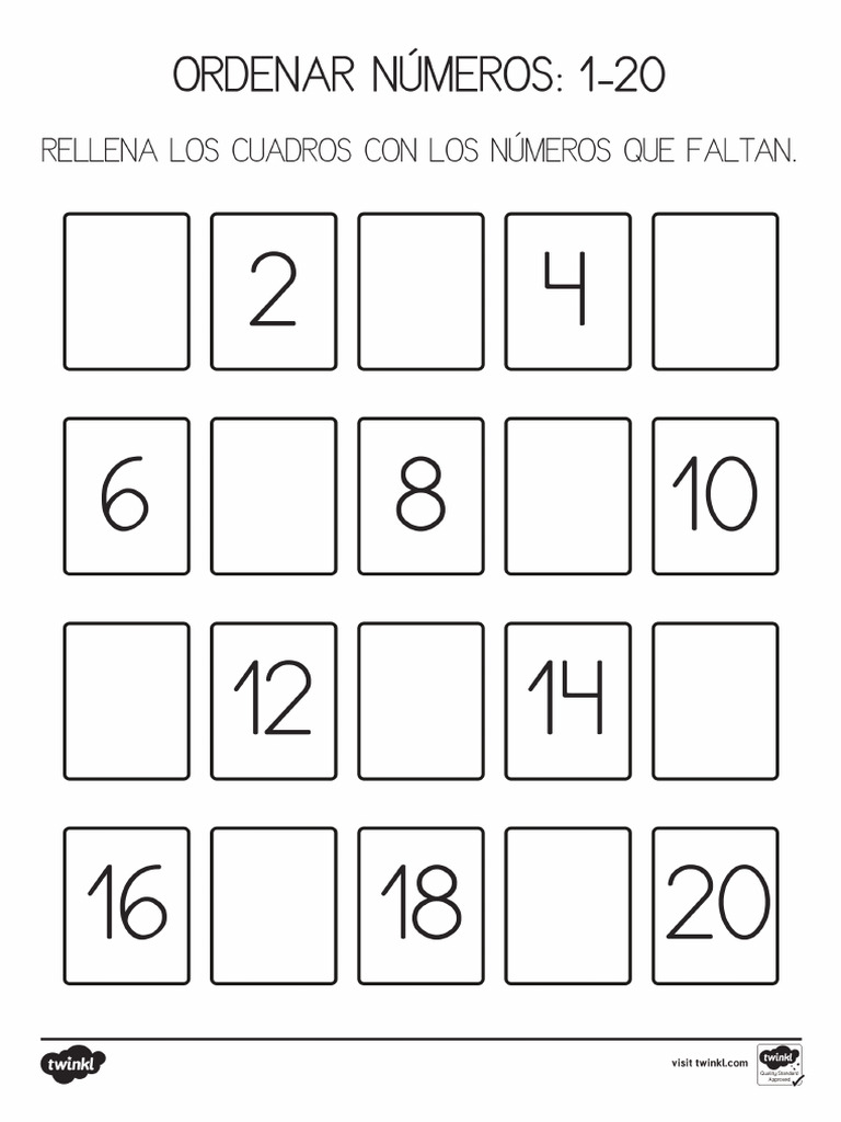 Numeros Que Faltan 1 20 Ficha de Actividad | PDF