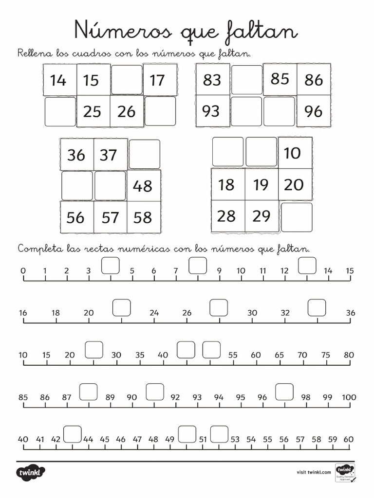 Numeros Que Faltan Ficha de Actividad | PDF