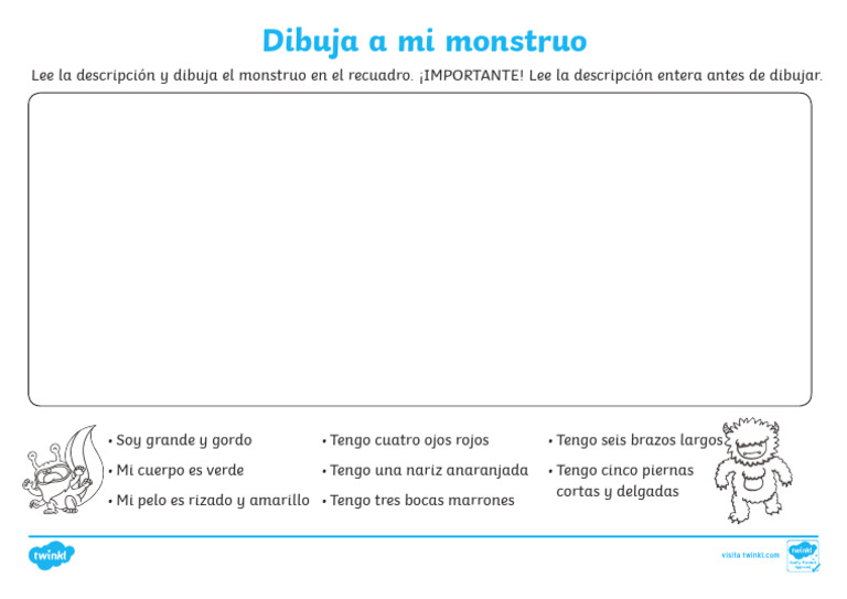 Ficha de Actividad Dibuja A Mi Monstruo | PDF