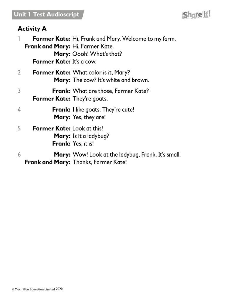 SI TRC2 U1 Test Audioscripts | PDF