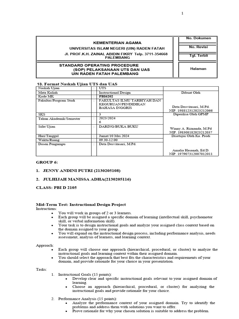 UTS Guidelines for Instructional Design | PDF | Learning | Educational ...