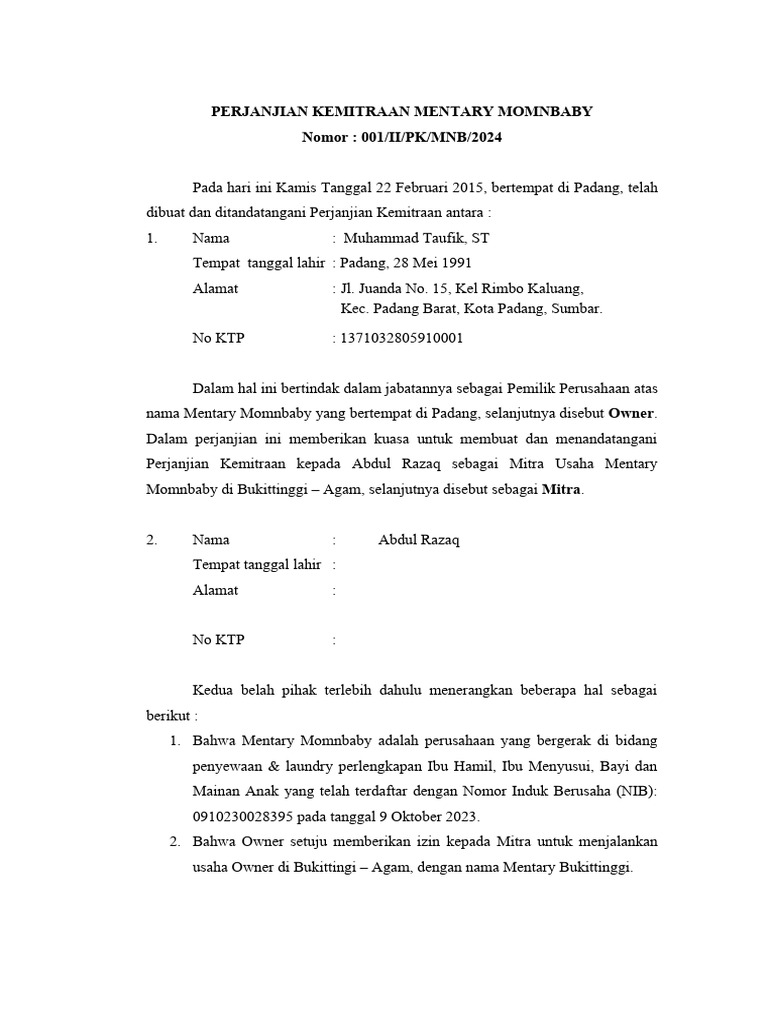 PERJANJIAN WARALABA FRANCHISE Docx | PDF