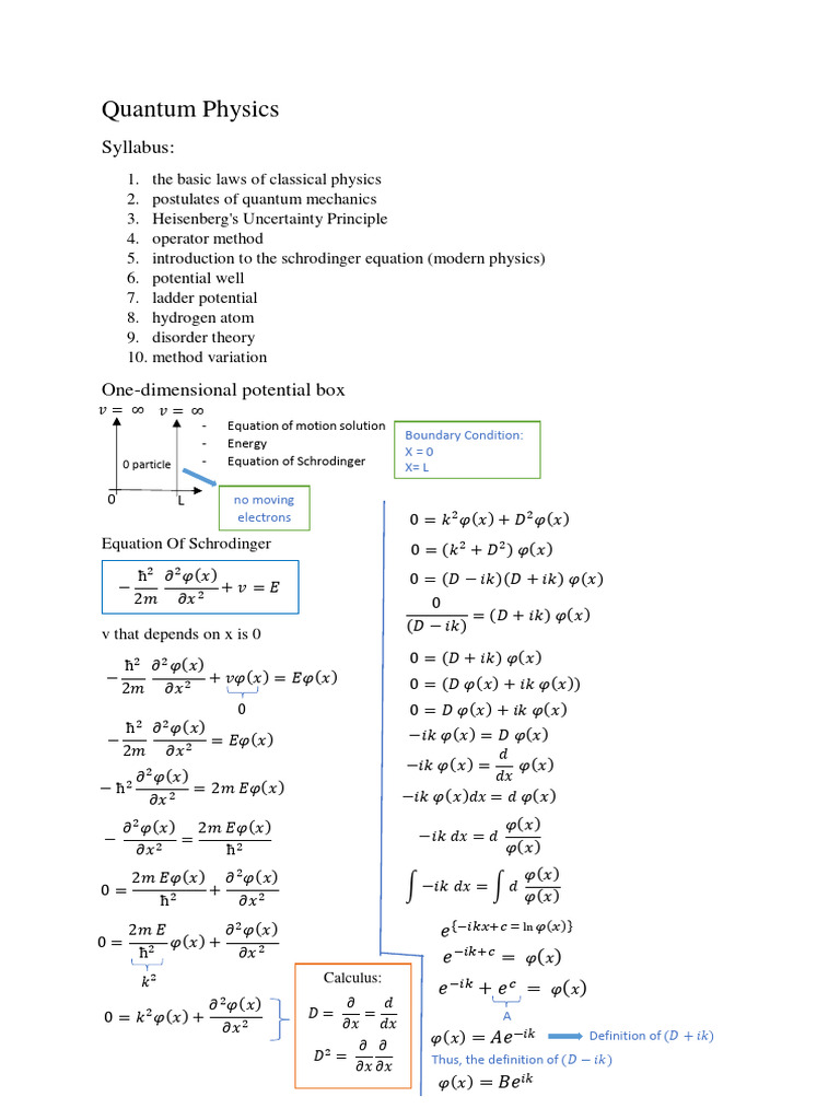 Quantum Physics From Bachelor | PDF | Schrödinger Equation | Quantum ...