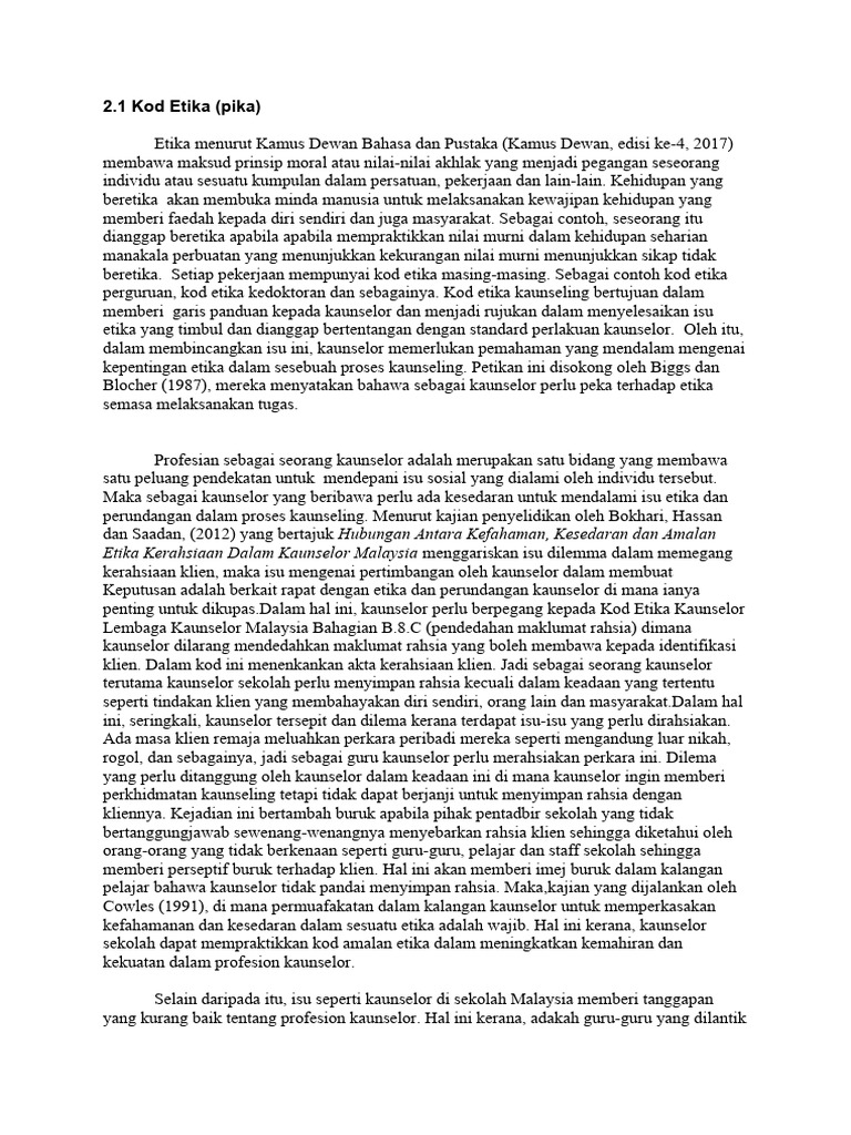 Isu Kod Etika Dalam Kaunseling | PDF