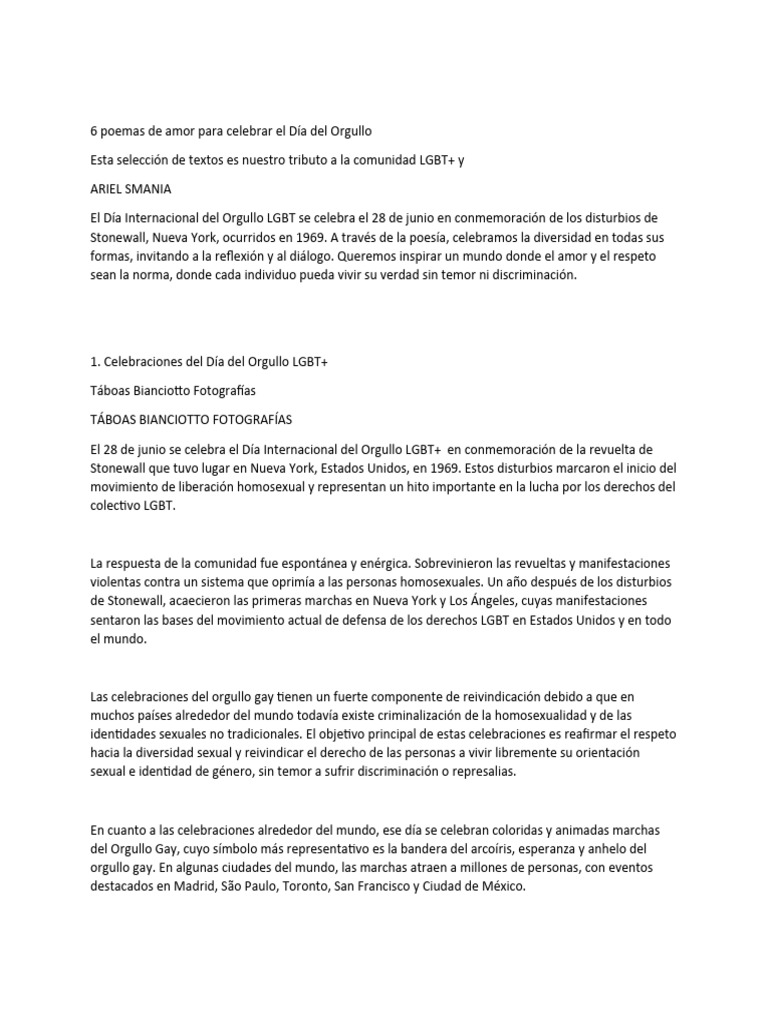 Poemas de amor para el Día del Orgullo | PDF | LGBT | Estudios LGBTQIA+