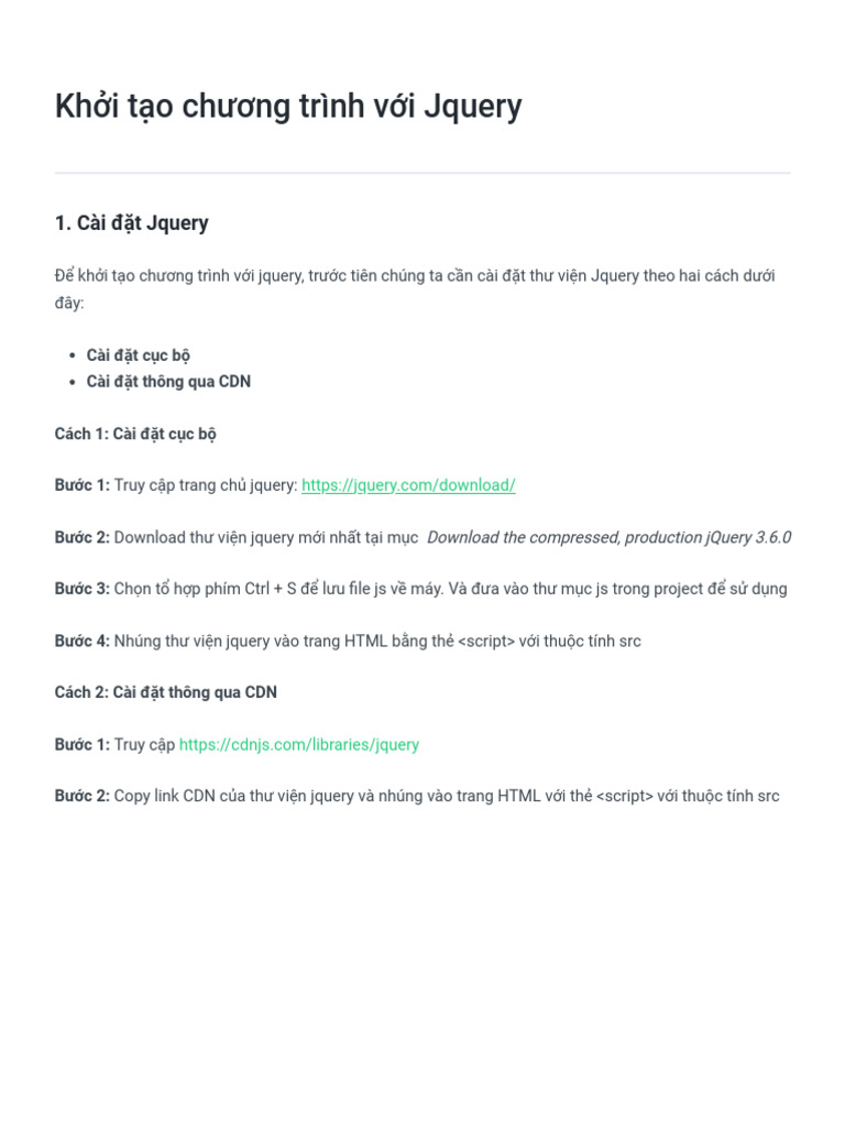 2.khởi Tạo Chương Trình Với Jquery - Jquery Siêu Tốc | PDF