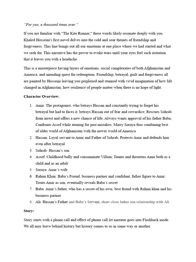 The Kite Runner Final | PDF