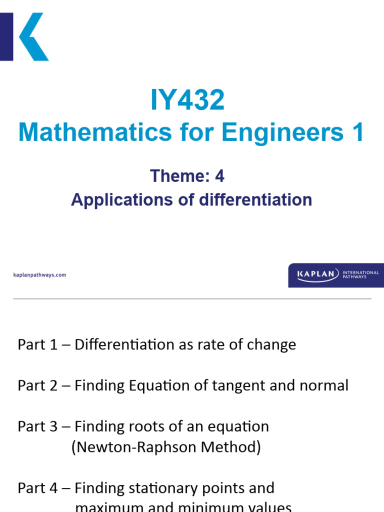 Applications of Differentiation in Engineering | PDF | Derivative ...