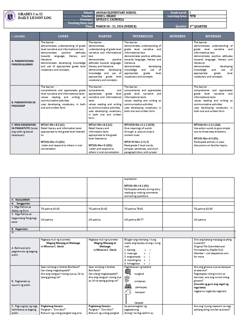 DLL - MTB 1 - Q3 - W8 | PDF