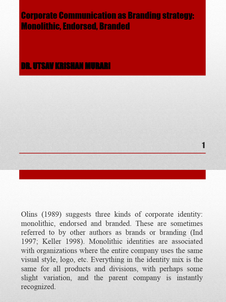 Corporate Communication Monolithic Endorsed Branded | PDF | Brand ...