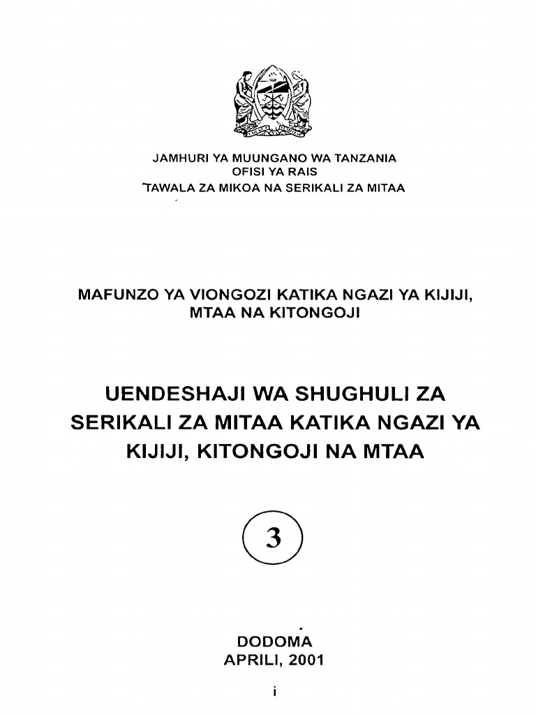 Uendeshaji Wa Shughuli Za Serikali Za Mitaa Katika Ngazi Ya Kijiji Kitongoji Na Mtaa | PDF