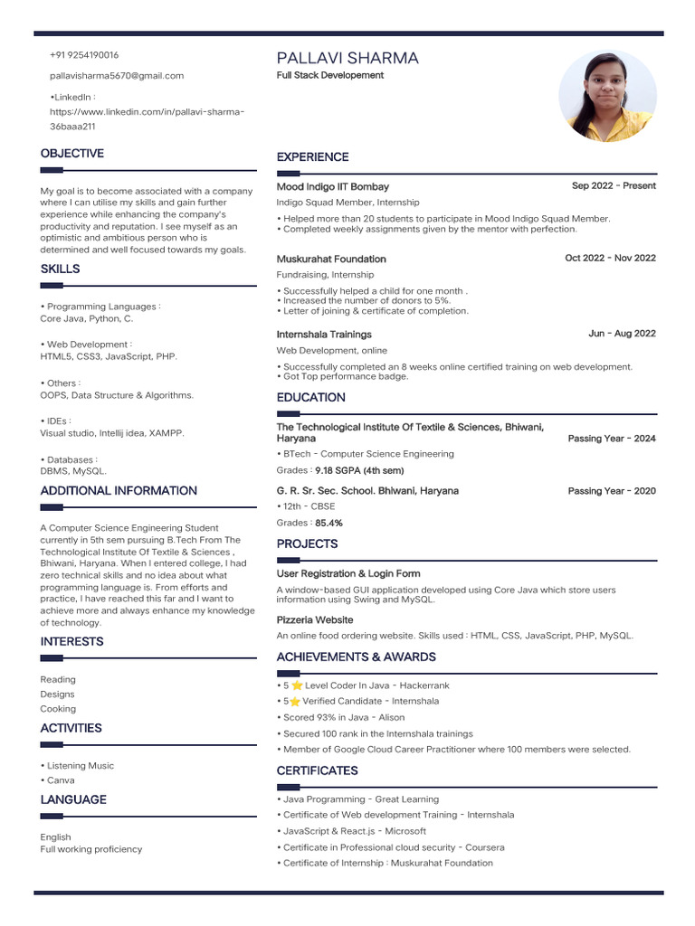 Pallavi Sharma: Objective Experience | PDF | Web Development | Java Script