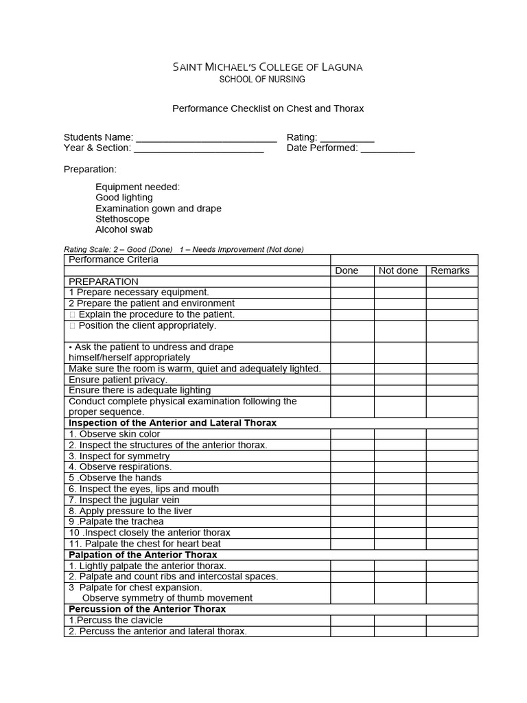 Checklist On Chest and Thorax Assessment (2) - 1 | PDF | Thorax ... Checklist On Chest and Thorax Assessment (2) - 1 | PDF | Thorax ...