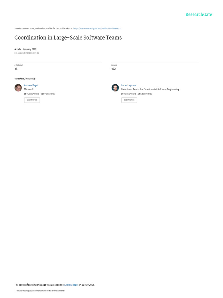Coordination in Large-Scale Software Teams | PDF | Software Testing ...