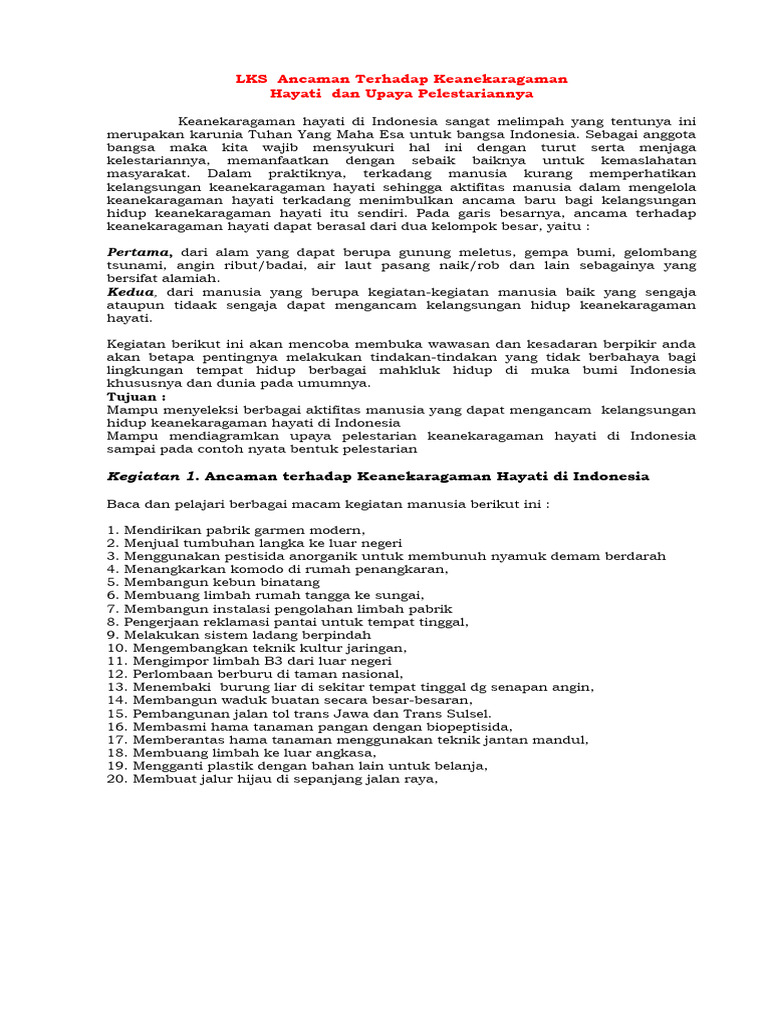 LKPD Aneka Ragam Sementara | PDF