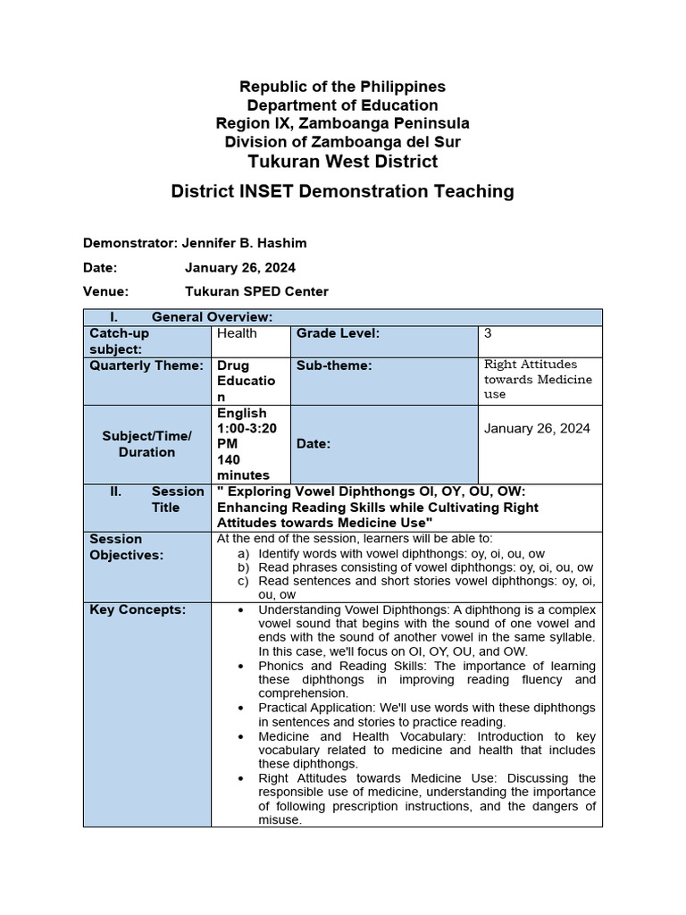 District Demo Teaching LP Final | PDF | Learning | Linguistics
