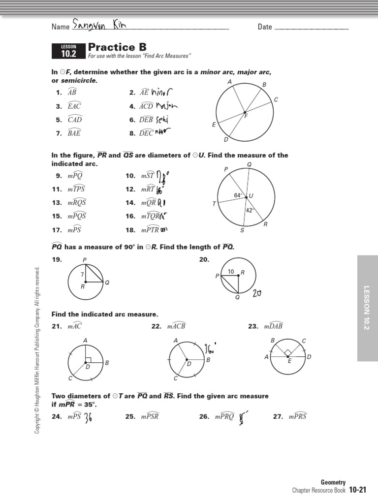 Practice 10.2 | PDF | Geometry | Euclidean Geometry