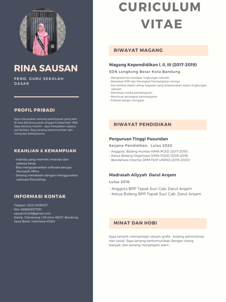 Salinan Dari Merah Muda Dan Abu-Abu Tua Sederhana Modern Resume | PDF ...